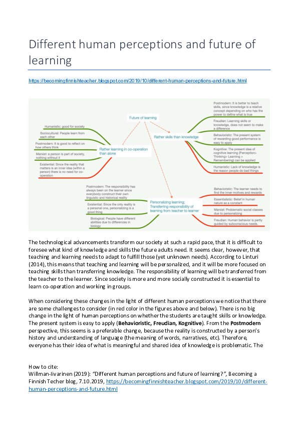 (PDF) Different human perceptions and future of learning