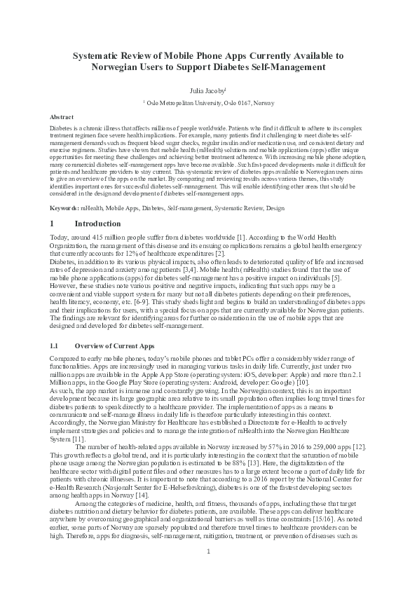 Pdf Systematic Review Of Mobile Phone Apps Currently Available To Norwegian Users To Support