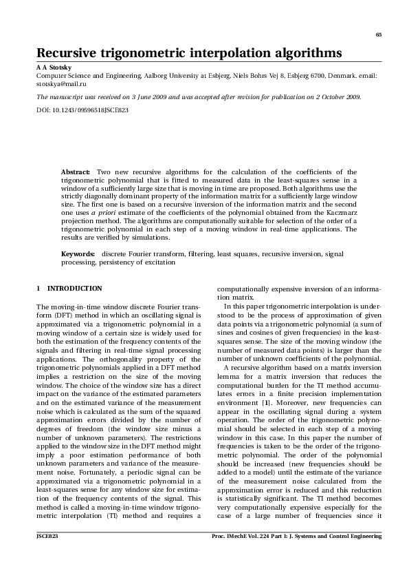 (PDF) Recursive trigonometric interpolation algorithms