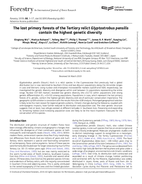 (PDF) The last primary forests of the Tertiary relict Glyptostrobus ...