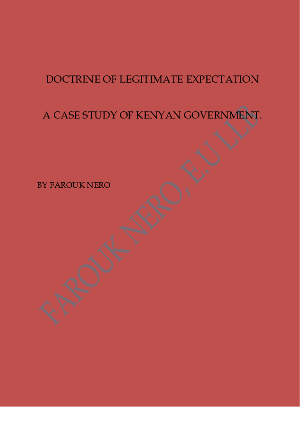 (PDF) DOCTRINE OF LEGITIMATE EXPECTATION , CASE STUDY OF ILLEGITIMATE ...