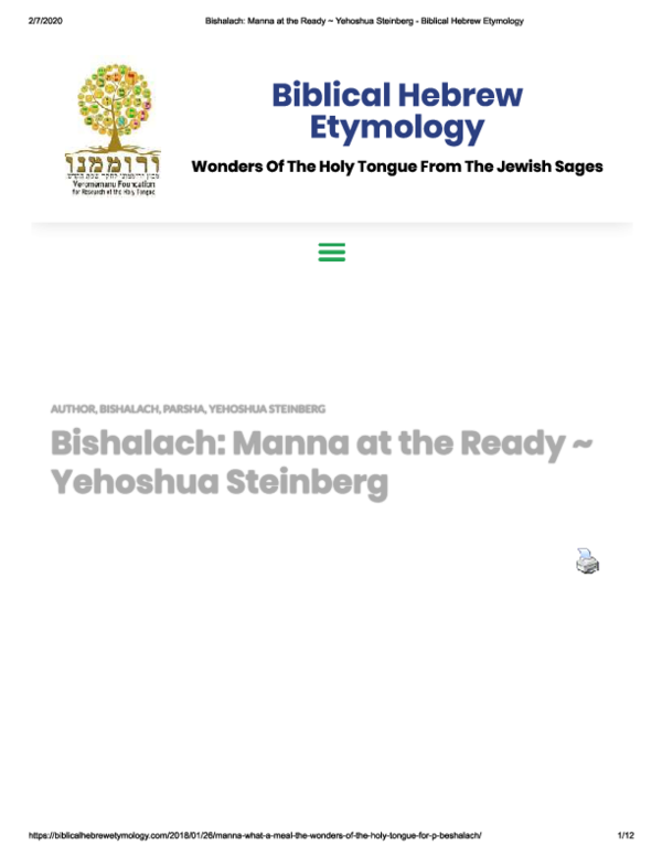 (PDF) The Wonders Of The Holy Tongue For Beshalach