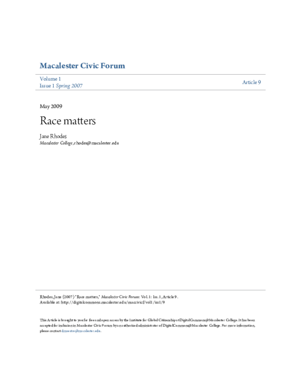 (PDF) Race matters