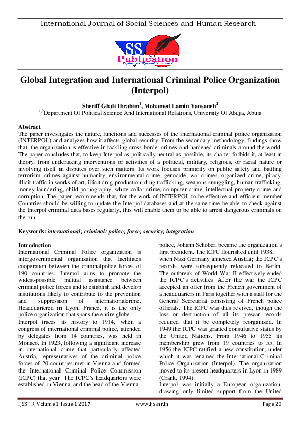 (PDF) Global Integration and International Criminal Police Organization ...
