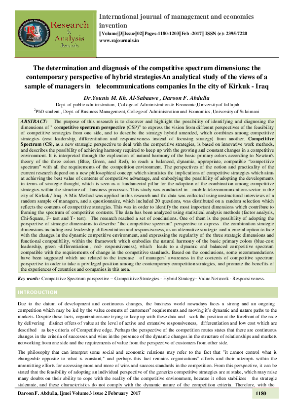 (PDF) The determination and diagnosis of the competitive spectrum ...