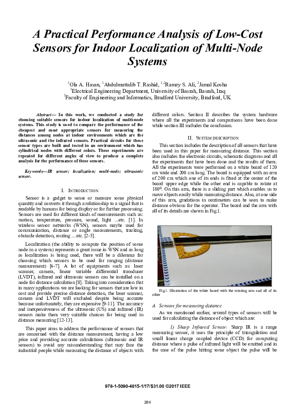 Pdf A Practical Performance Analysis Of Low Cost Sensors For Indoor Localization Of Multi Node