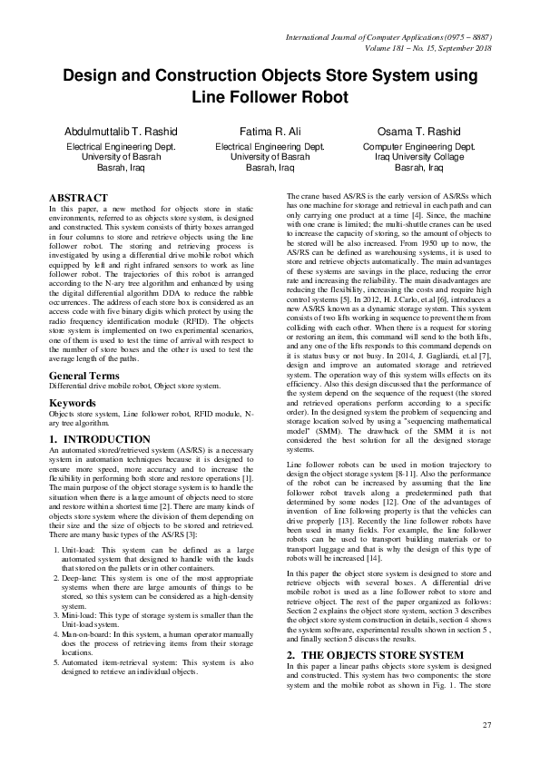 Pdf Design And Construction Objects Store System Using Line Follower Robot