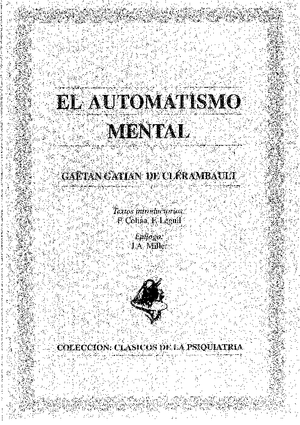 (PDF) El Automatismo Mental_Gaëtan Gatian De Clérambault