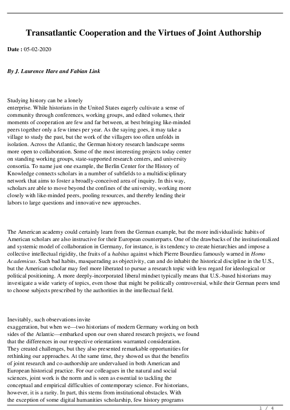 (PDF) Transatlantic Cooperation and the Virtues of Joint Authorship