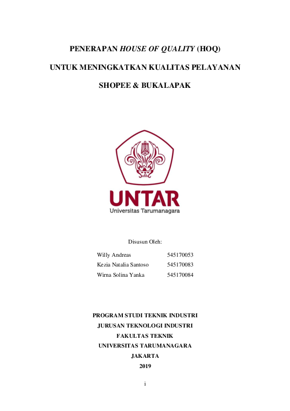 (DOC) PENERAPAN HOUSE OF QUALITY (HOQ) UNTUK MENINGKATKAN KUALITAS ...