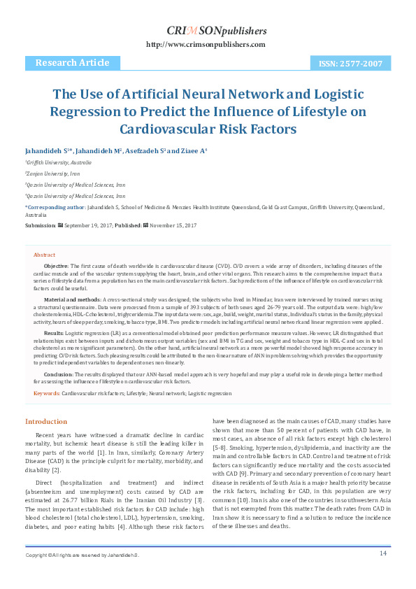 Pdf The Use Of Artificial Neural Network And Logistic Regression To
