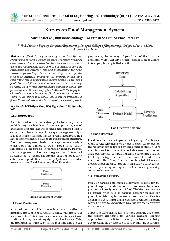 (PDF) IRJET- Survey on Flood Management System