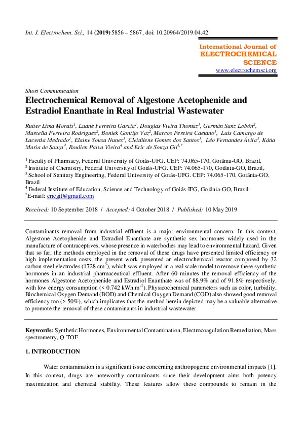 (PDF) Electrochemical Removal of Algestone Acetophenide and Estradiol ...