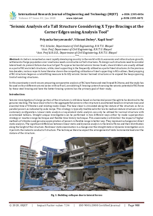 (PDF) IRJET- "Seismic Analysis of a Tall Structure Considering X Type Bracings at the Corner ...