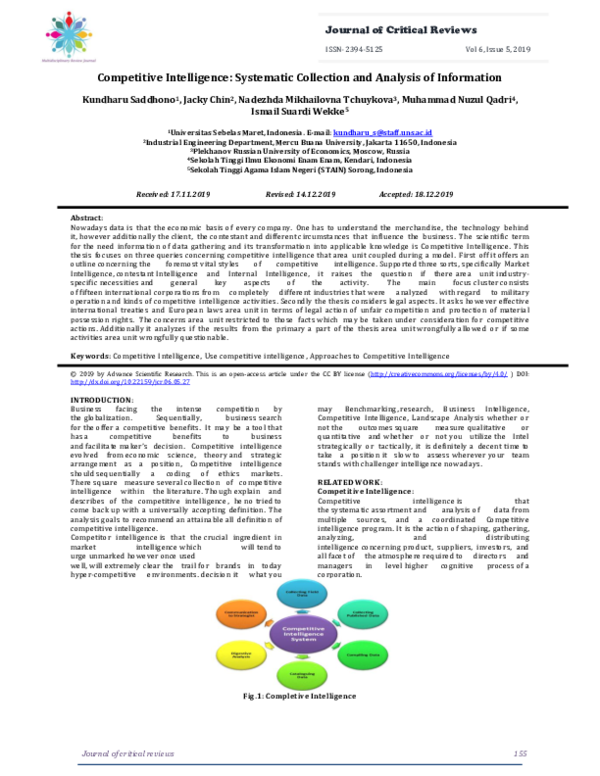 (PDF) Competitive Intelligence: Systematic Collection and Analysis of ...