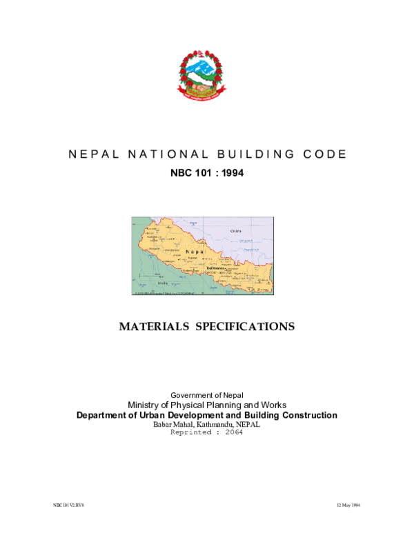(PDF) N E P A L N A T I O N A L B U I L D I N G C O D E MATERIALS ...