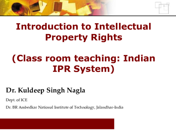 (PDF) Introduction to IPR an overview
