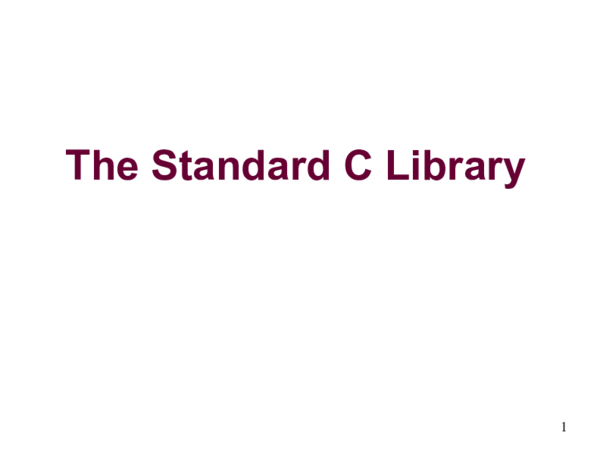 (PDF) The Standard C Library