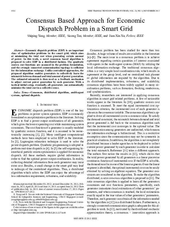 (PDF) Economic dispatch smart grid