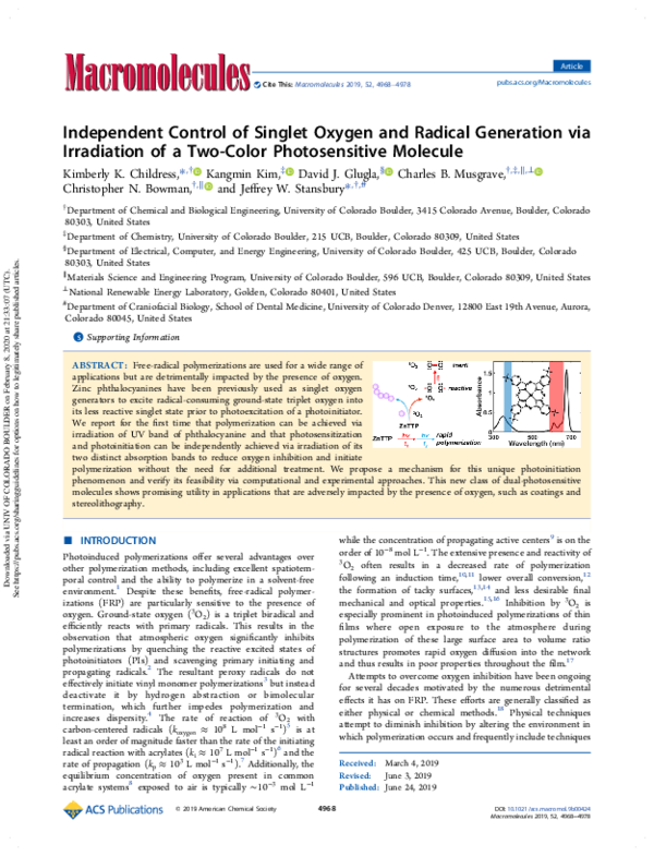 (PDF) Independent Control of Singlet Oxygen and Radical Generation via ...