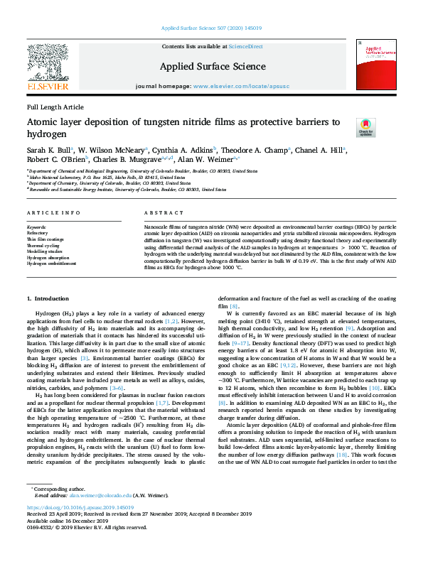 (PDF) Atomic layer deposition of tungsten nitride films as protective ...