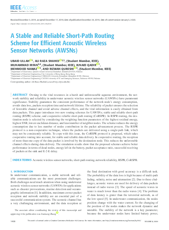 (PDF) A Stable and Reliable Short-Path Routing Scheme for Efficient Acoustic Wireless Sensor ...