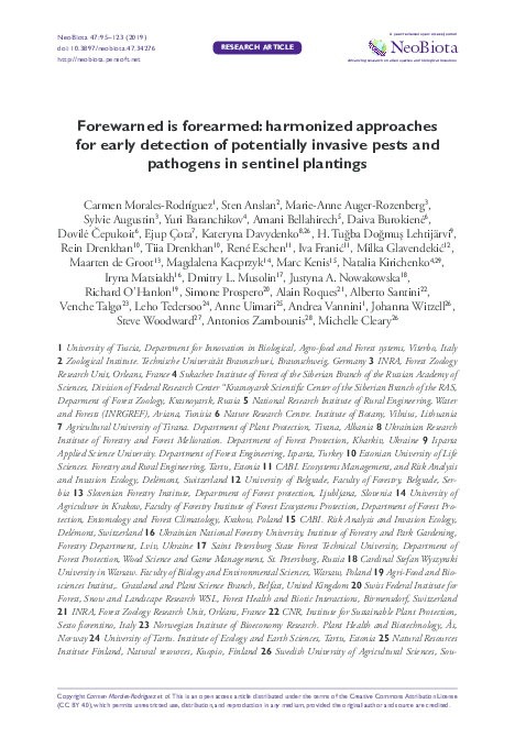 (PDF) Forewarned is forearmed: harmonized approaches for early detection of potentially invasive ...