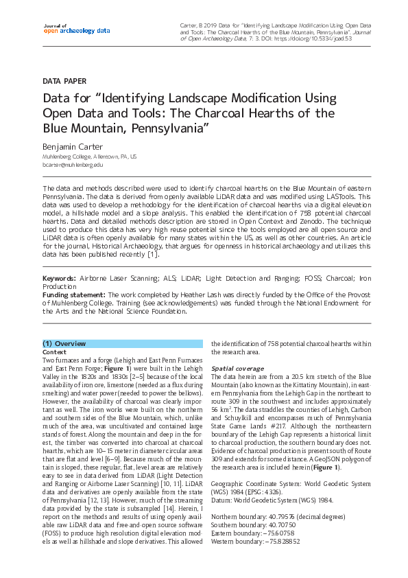 (PDF) Data for “Identifying Landscape Modification Using Open Data and ...