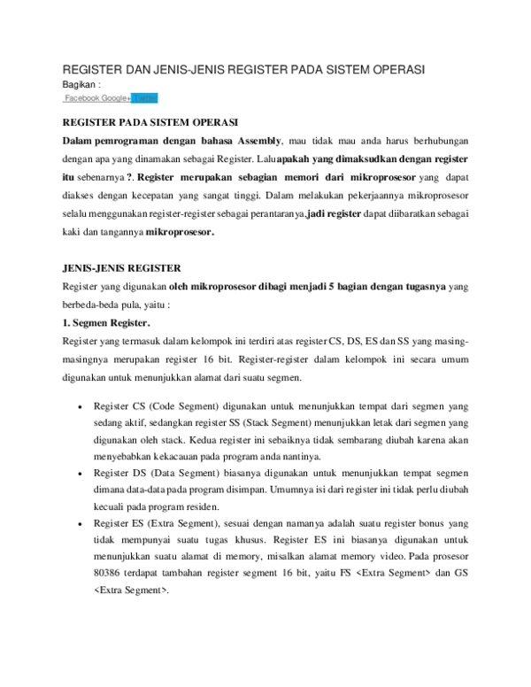 (DOC) REGISTER DAN JENIS-JENIS REGISTER PADA SISTEM OPERASI Bagikan