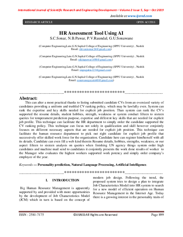 (PDF) HR Assessment Tool Using AI