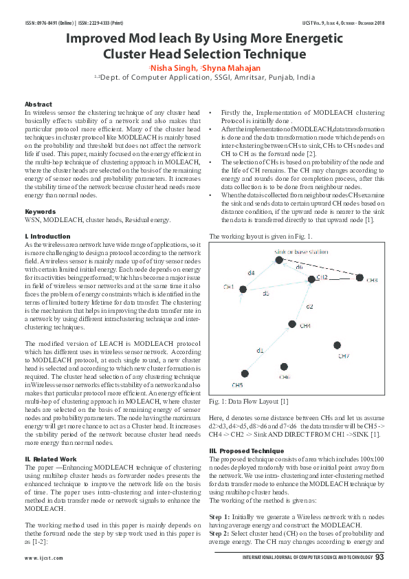 (PDF) Improved Mod leach By Using More Energetic Cluster Head Selection Technique