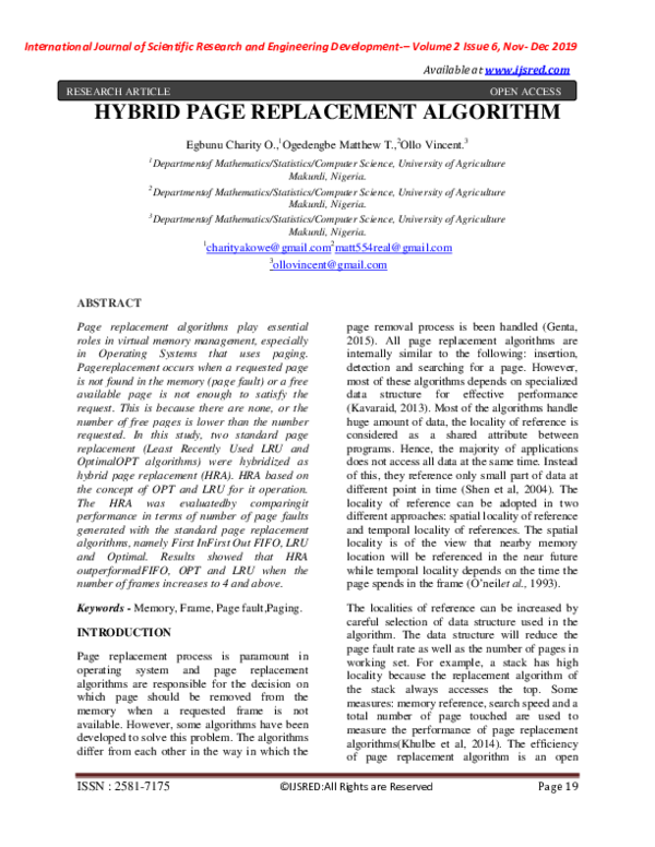 (PDF) Hybrid Page Replacement Algorithm