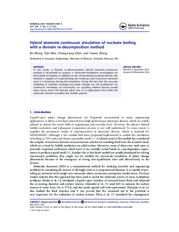 Pdf Hybrid Atomistic Continuum Simulation Of Nucleate Boiling With A