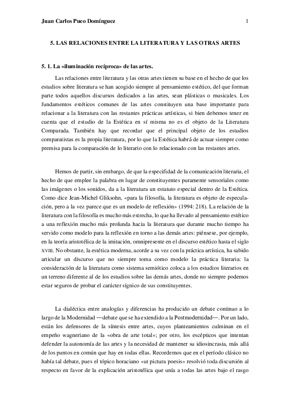 (PDF) 5. Las relaciones entre la literatura y las otras artes