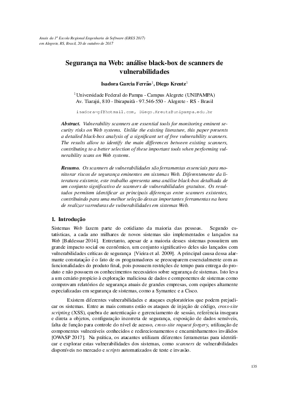 (PDF) Web security: black-box analysis of vulnerability scanners