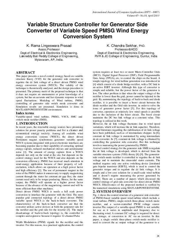 (PDF) Variable Structure Controller for Generator Side Converter of Variable Speed PMSG Wind ...