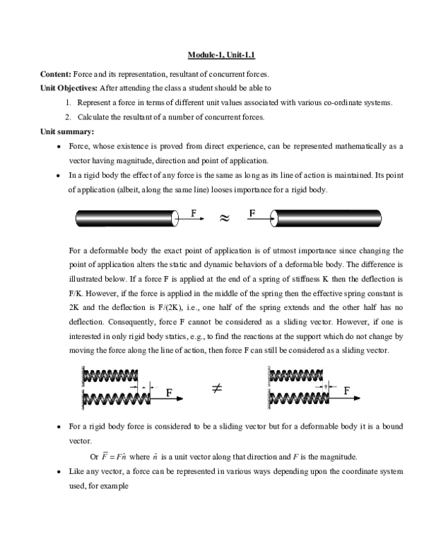 (PDF) Module-1, Unit-1.1 Content: Force and its representation ...