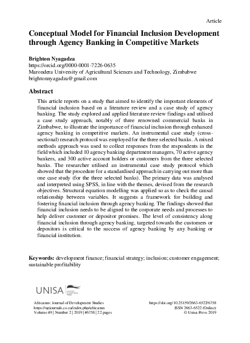 (PDF) Conceptual Model for Financial Inclusion Development through ...