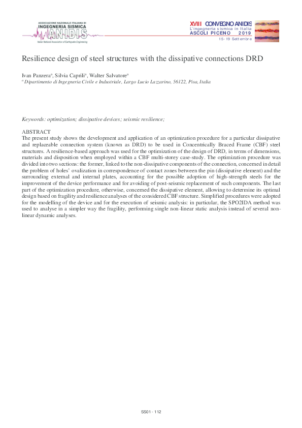 (PDF) Resilience design of steel structures with the dissipative ...