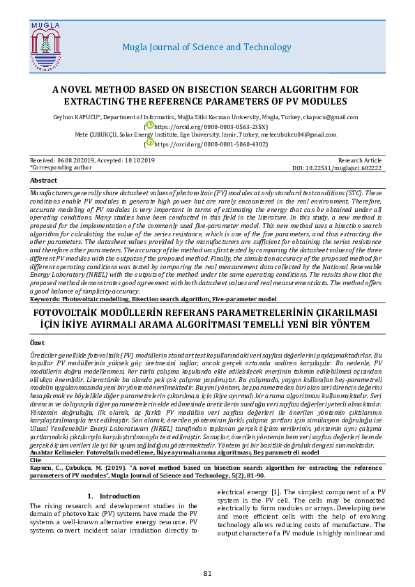 Pdf A Novel Method Based On Bisection Search Algorithm For Extracting