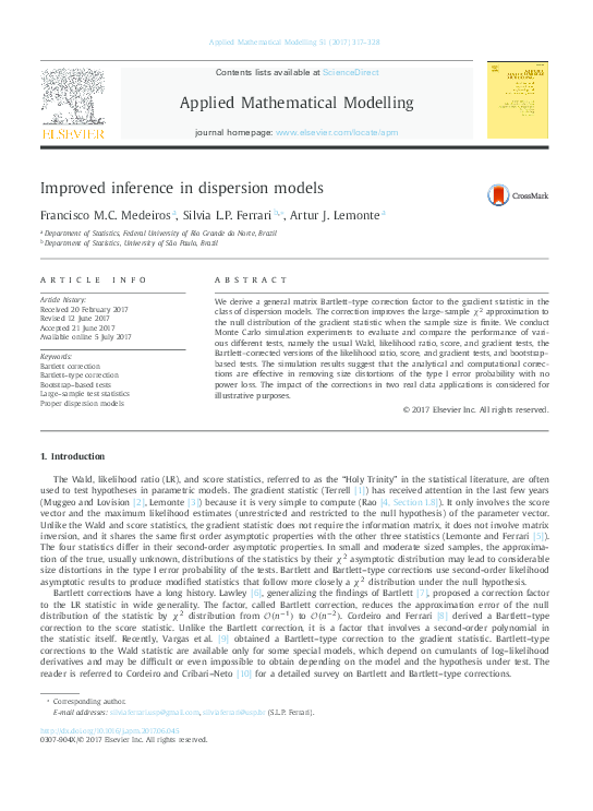 (PDF) Improved inference in dispersion models