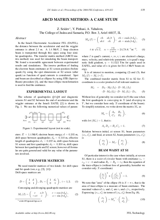 (PDF) ABCD Matrix Method: a Case Study