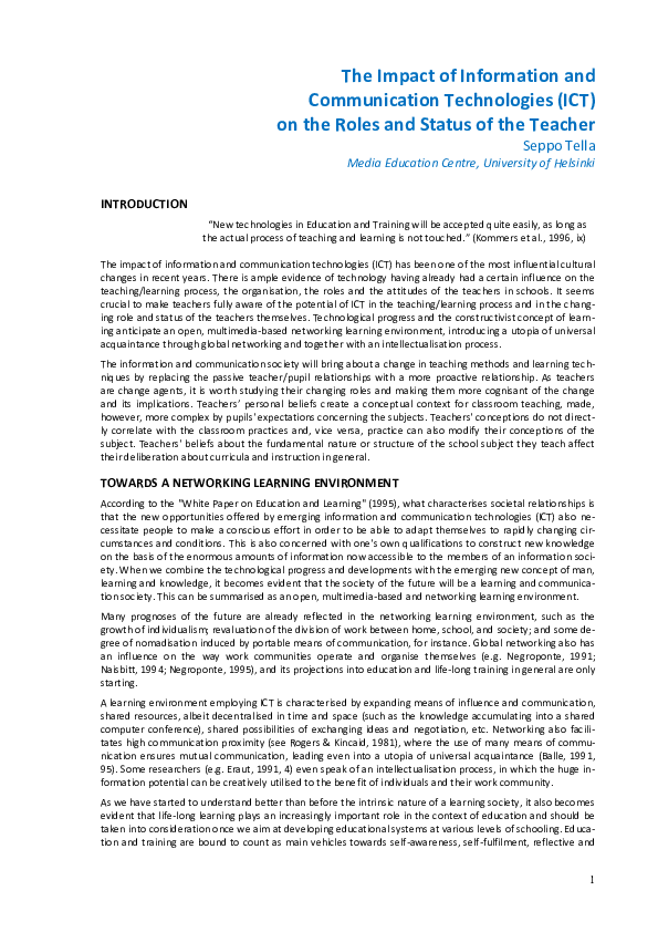 (DOC) The Impact of Information and Communication Technologies (ICT) on ...