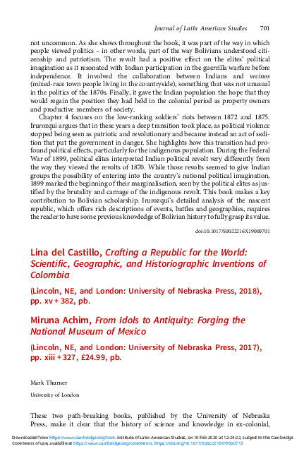 (PDF) Review of Lina del Castillo, Crafting a Republic for the World ...