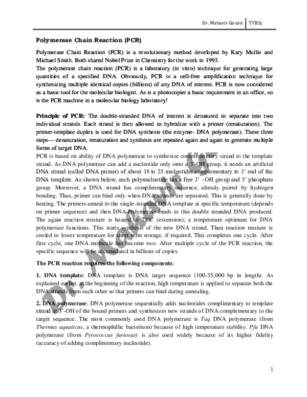 (PDF) Polymerase Chain Reaction (PCR