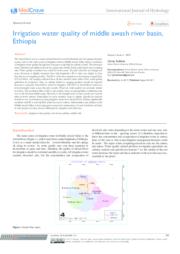 (PDF) Irrigation water quality of middle awash river basin ...