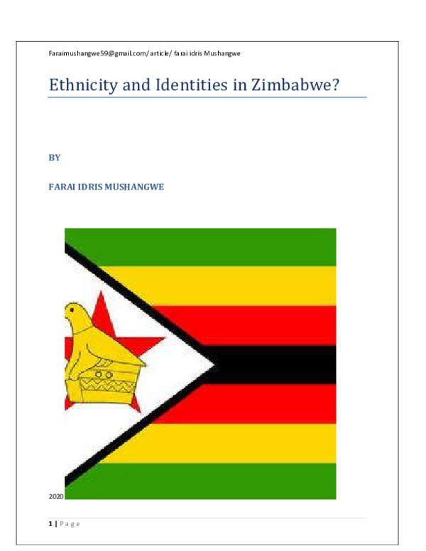 (PDF) Identity Crises in Zimbabwe -NDEBELE VS SHONA