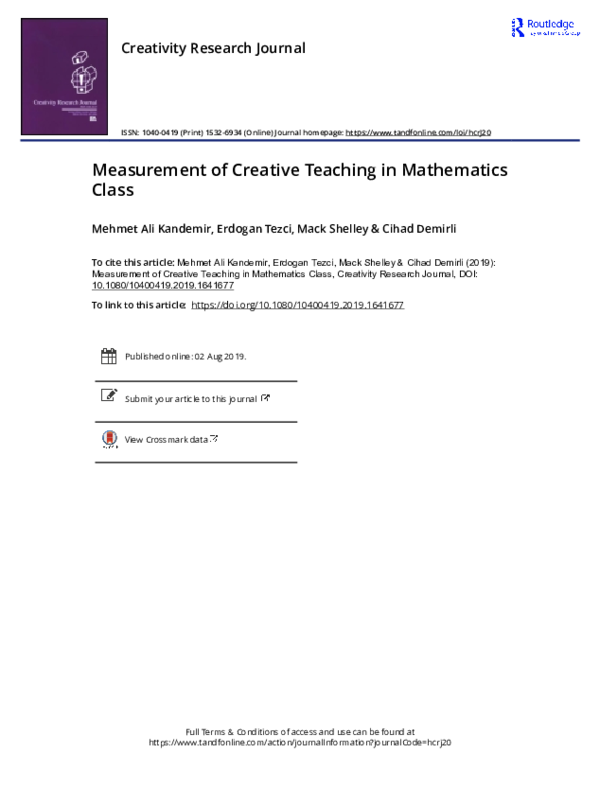 (PDF) Creativity Research Journal Measurement of Creative Teaching in ...