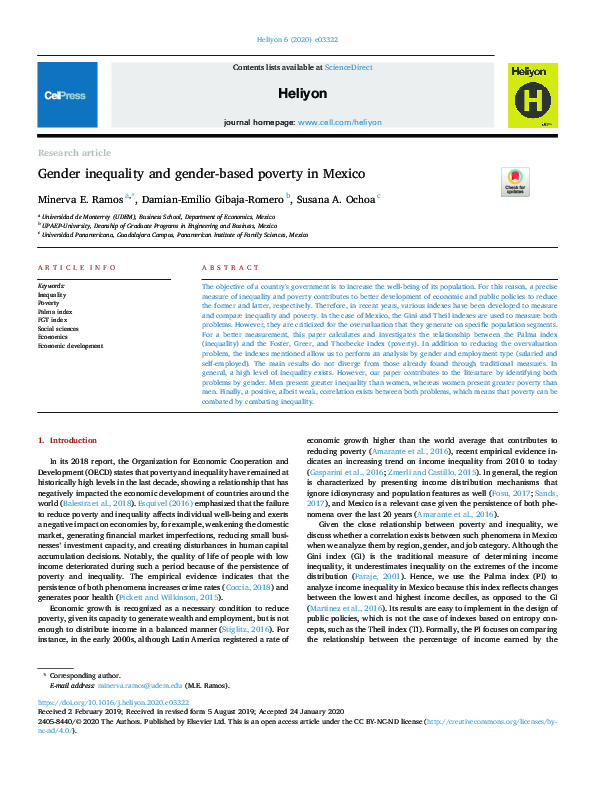 (PDF) Gender inequality and gender-based poverty in Mexico