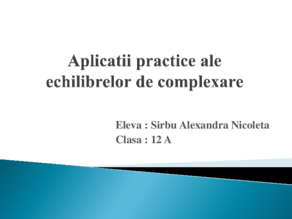 (PPT) Aplicatiile practice ale echilibrelor de complexare